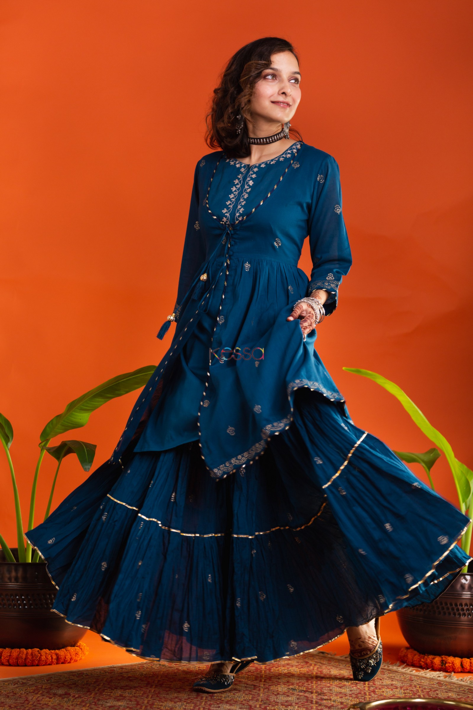 Buy Adorable AVDAF198 Baruni Cotton Jacket Kurta With Sharara Online ...